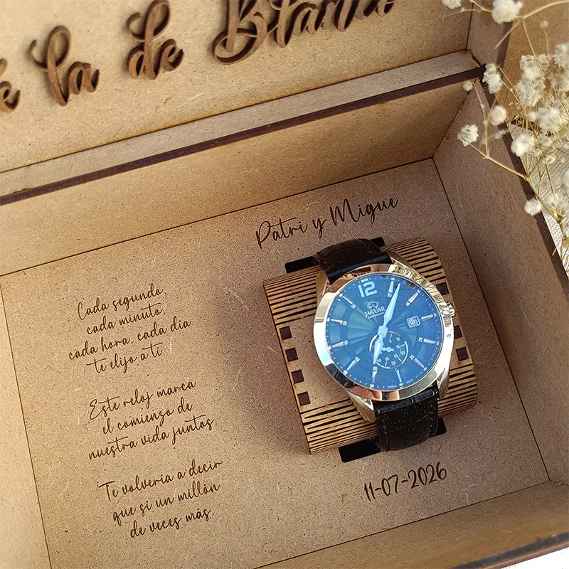 Caja de madera personalizada para reloj – Futuro esposo